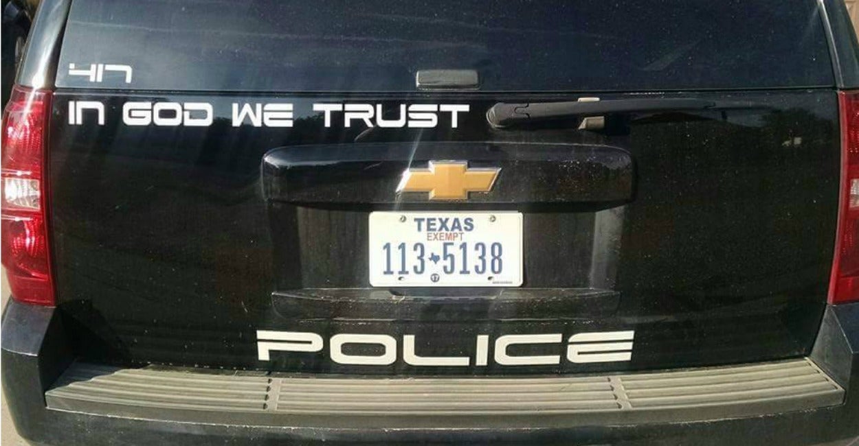 Atheist Group Asks Police Remove ‘In God We Trust’ Car Decal